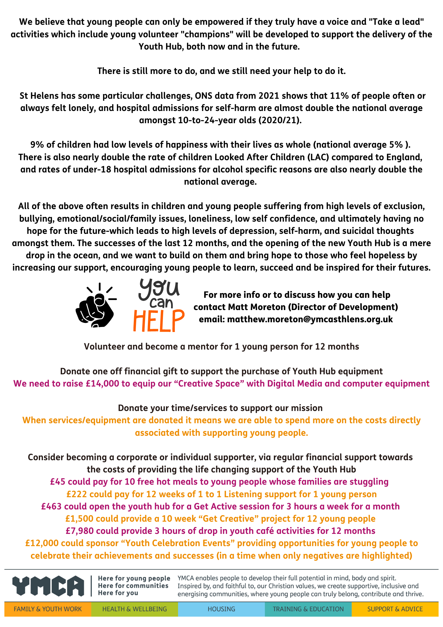 Youth Hub: How YOU can help | YMCA St Helens